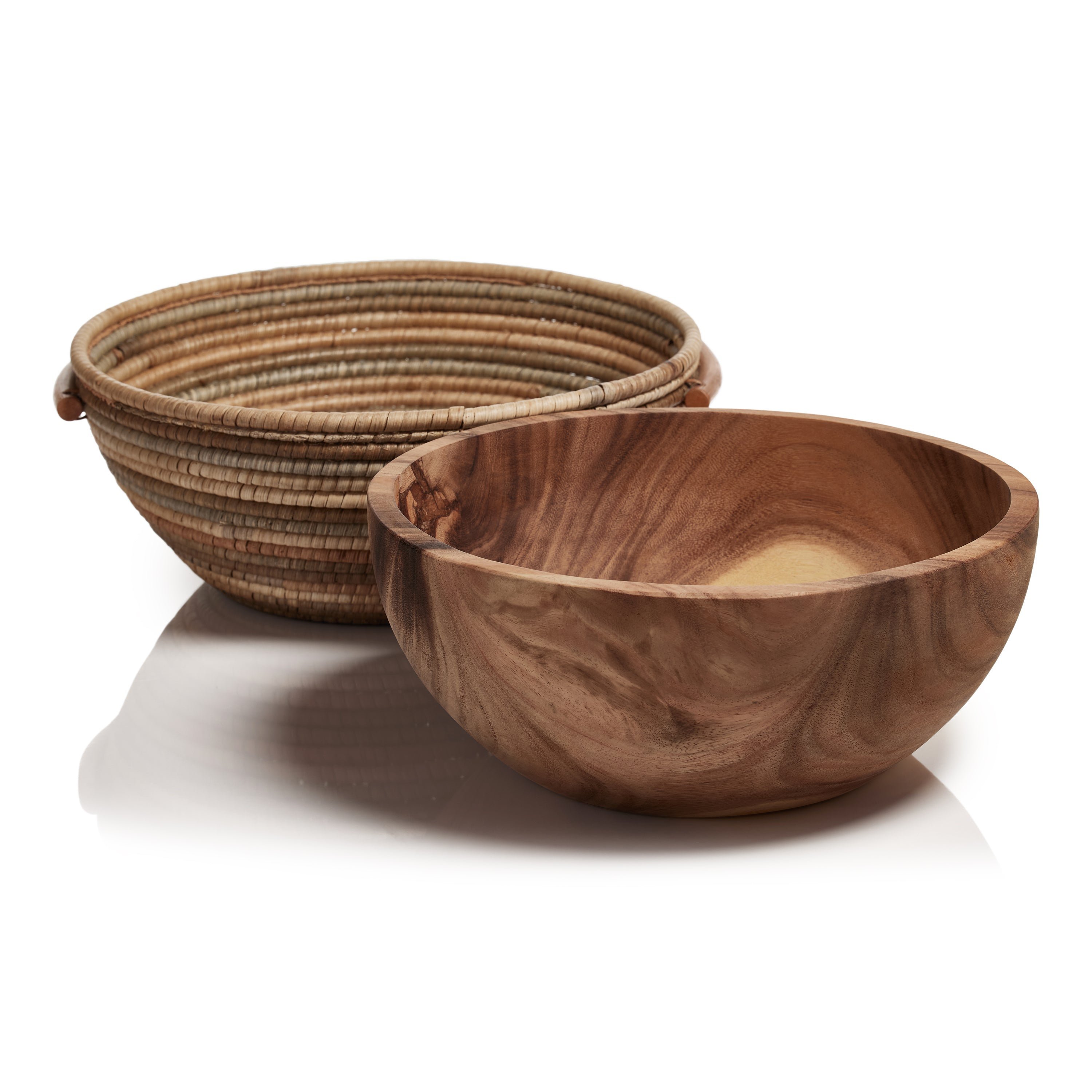 Zodax Layla Hand Woven Rattan And Acacia Wood Bowl | Wayfair
