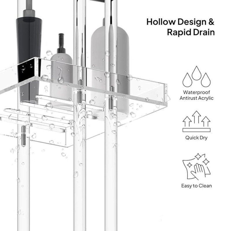 Orren Ellis 3-Tier Acrylic Standing Shower Organizer Caddy | Wayfair