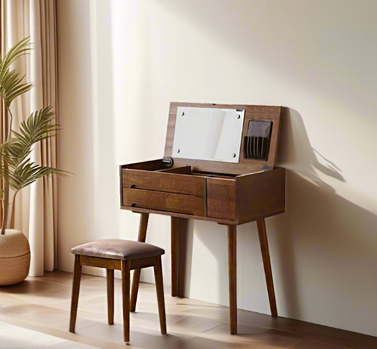 Corrigan Studio® Solid Wood Flap Multifunctional Makeup Vanities | Wayfair