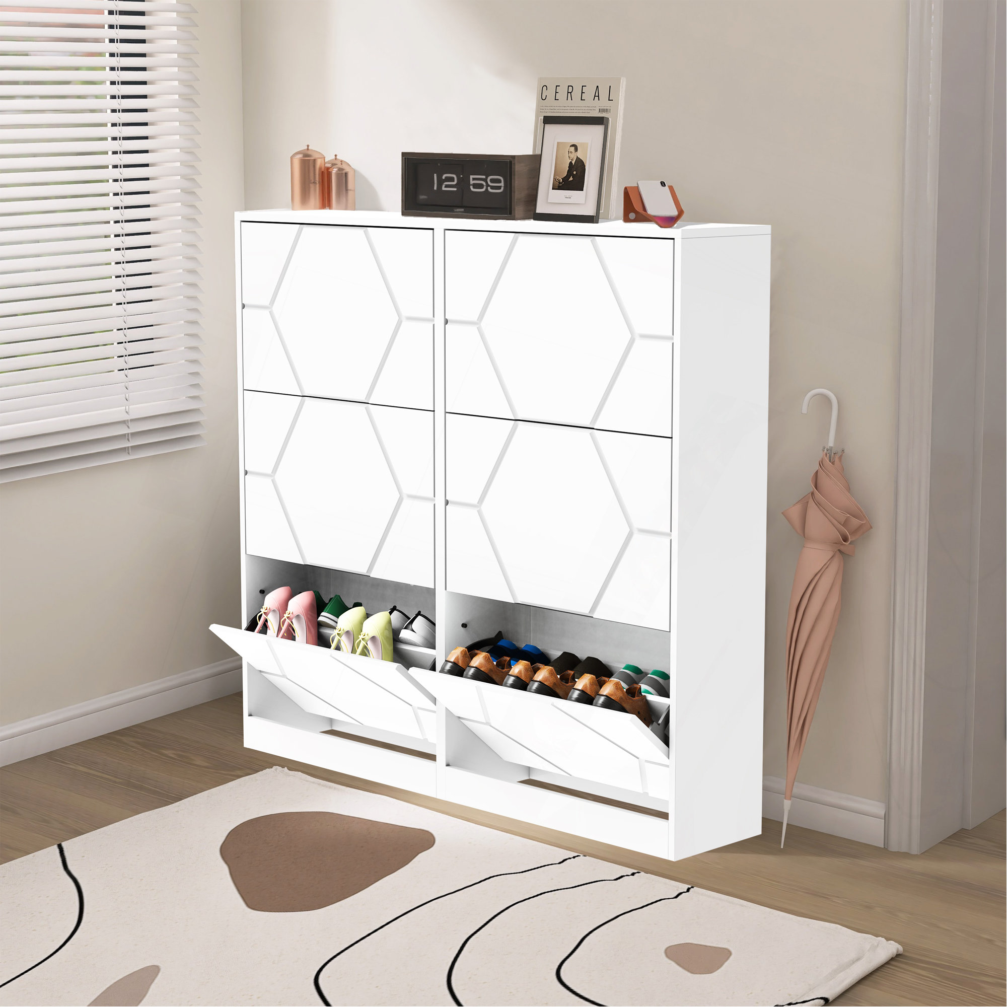 Wrought Studio Shoe Storage Cabinet For Entryway, 6 Tiers Shoe ...