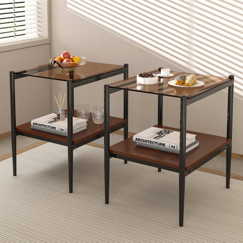 Latitude Run® Coffee Table And End Tables Set Of 3, Tempered Glass ...