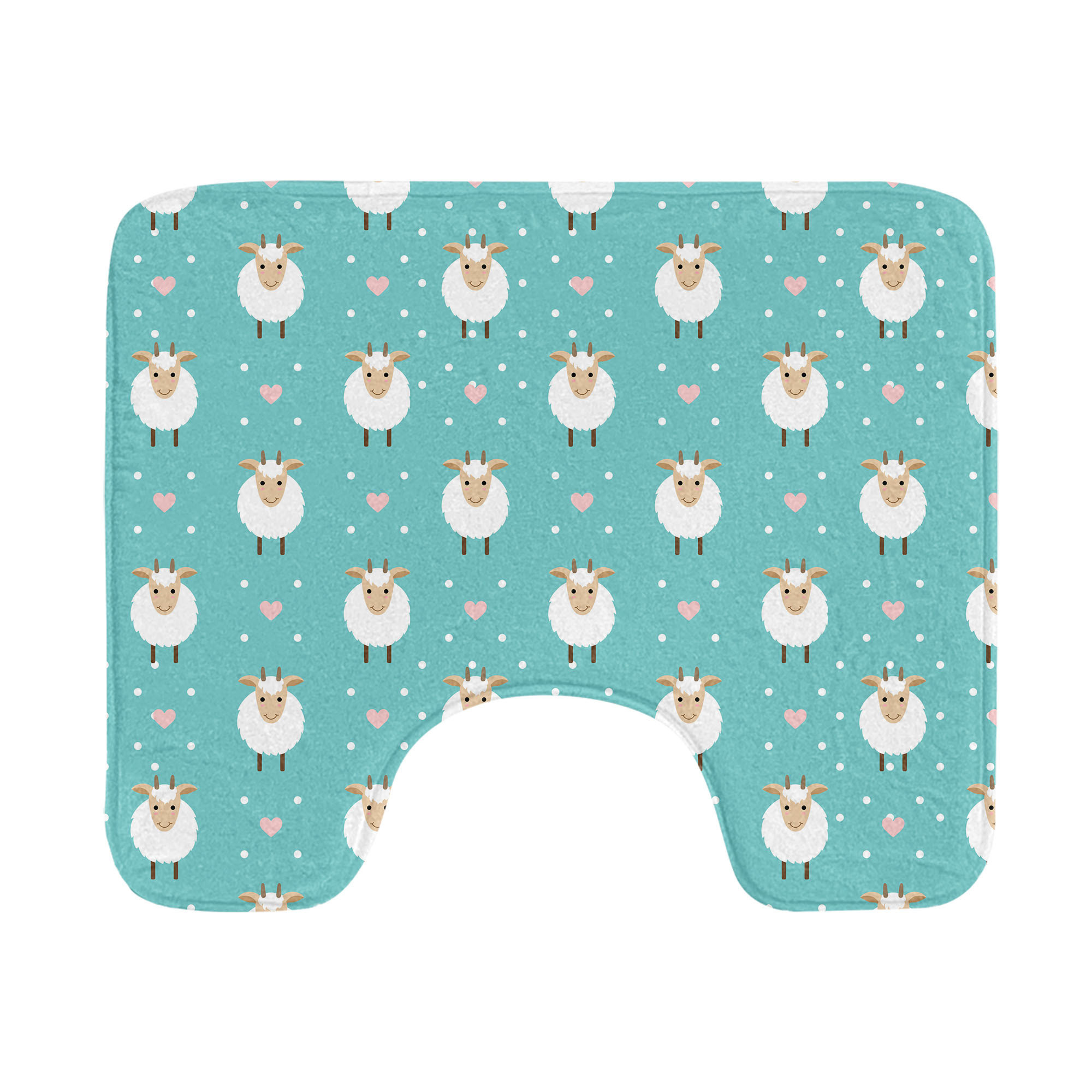 East Urban Home Goat Toilet Mat U-Shape Bathroom Rug 20" Sea Green Sand ...