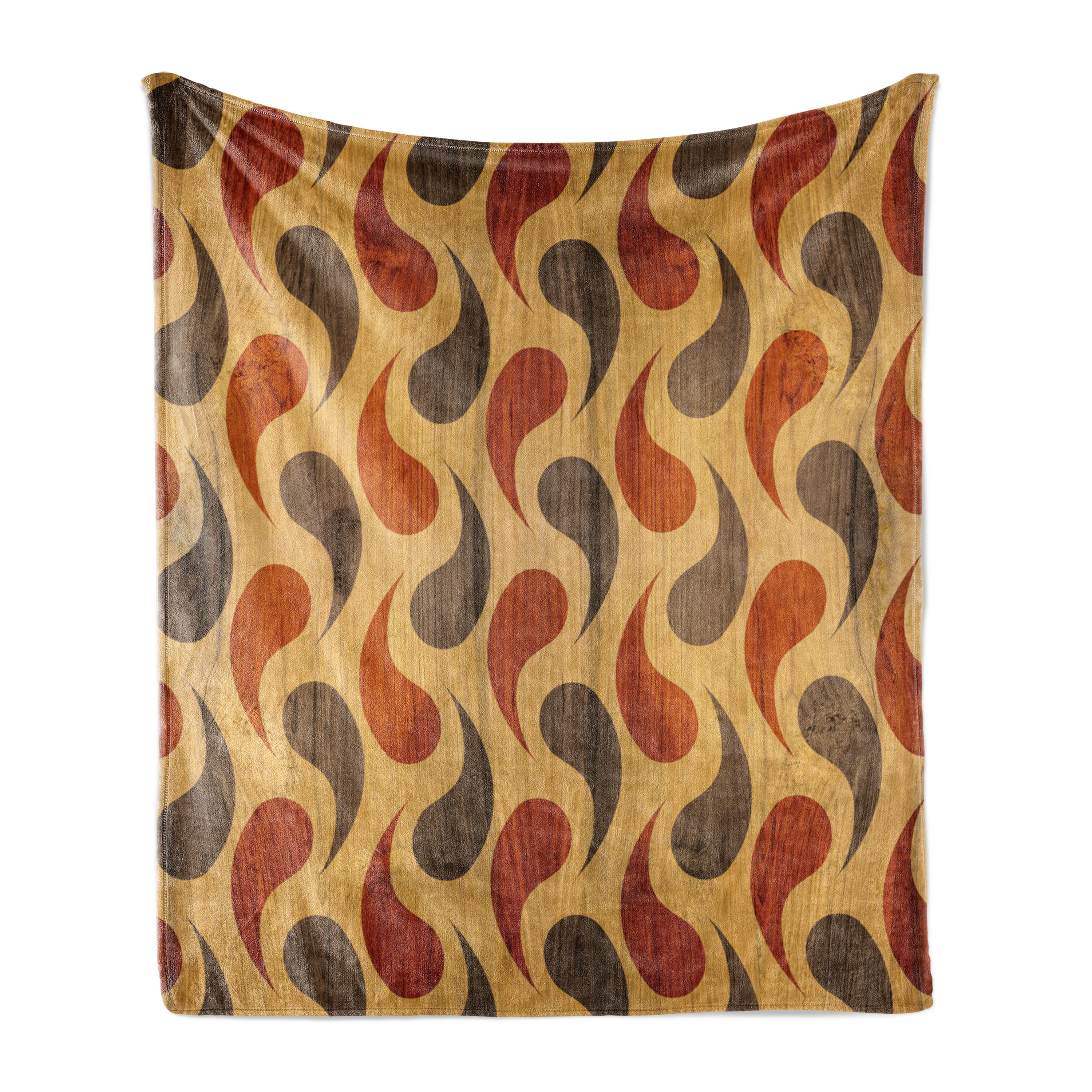 Ambesonne Abstract Fleece Throw Blanket Tiling Wavy Shapes Print Brown ...