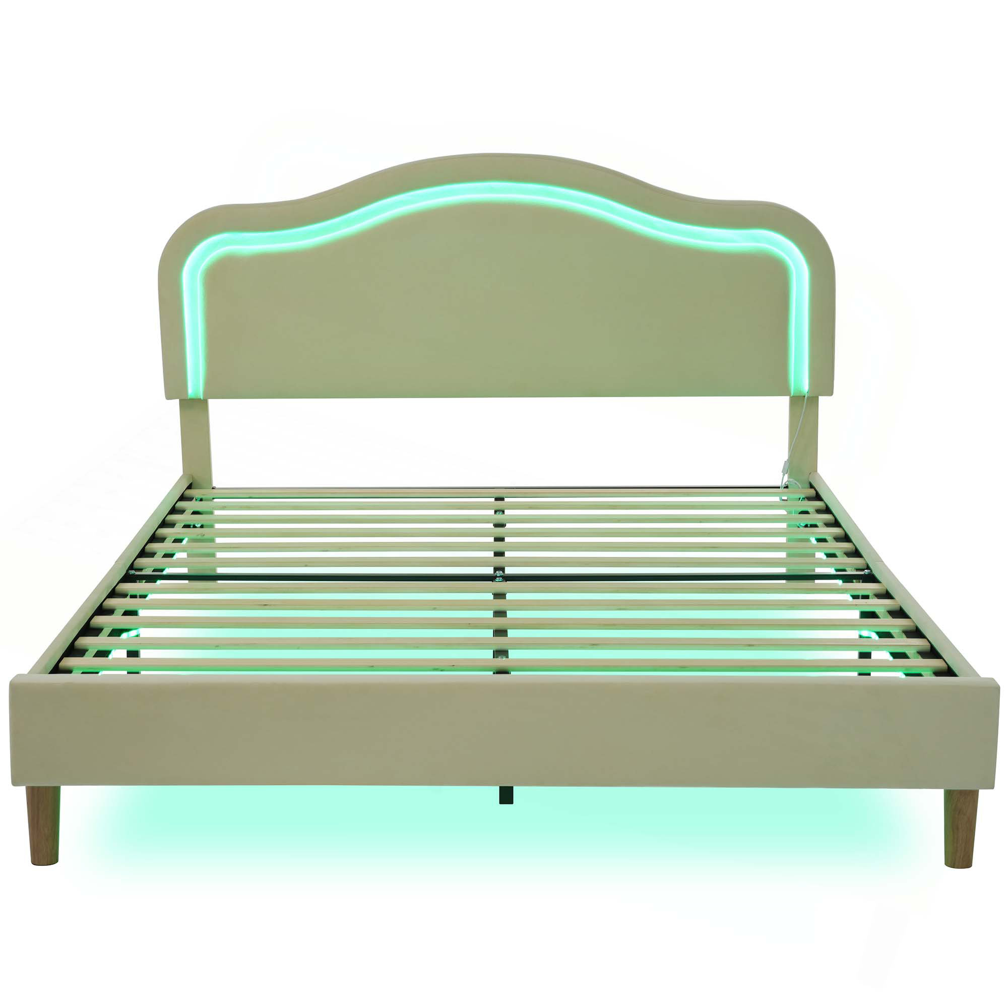 Mercer41 Upholstered Smart LED Bed Frame With Adjustable Height ...