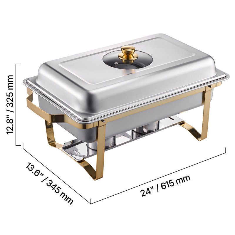 Latitude Run® 8 Qt Rectangle Chafing Dish Buffet Set Full Size Pan ...
