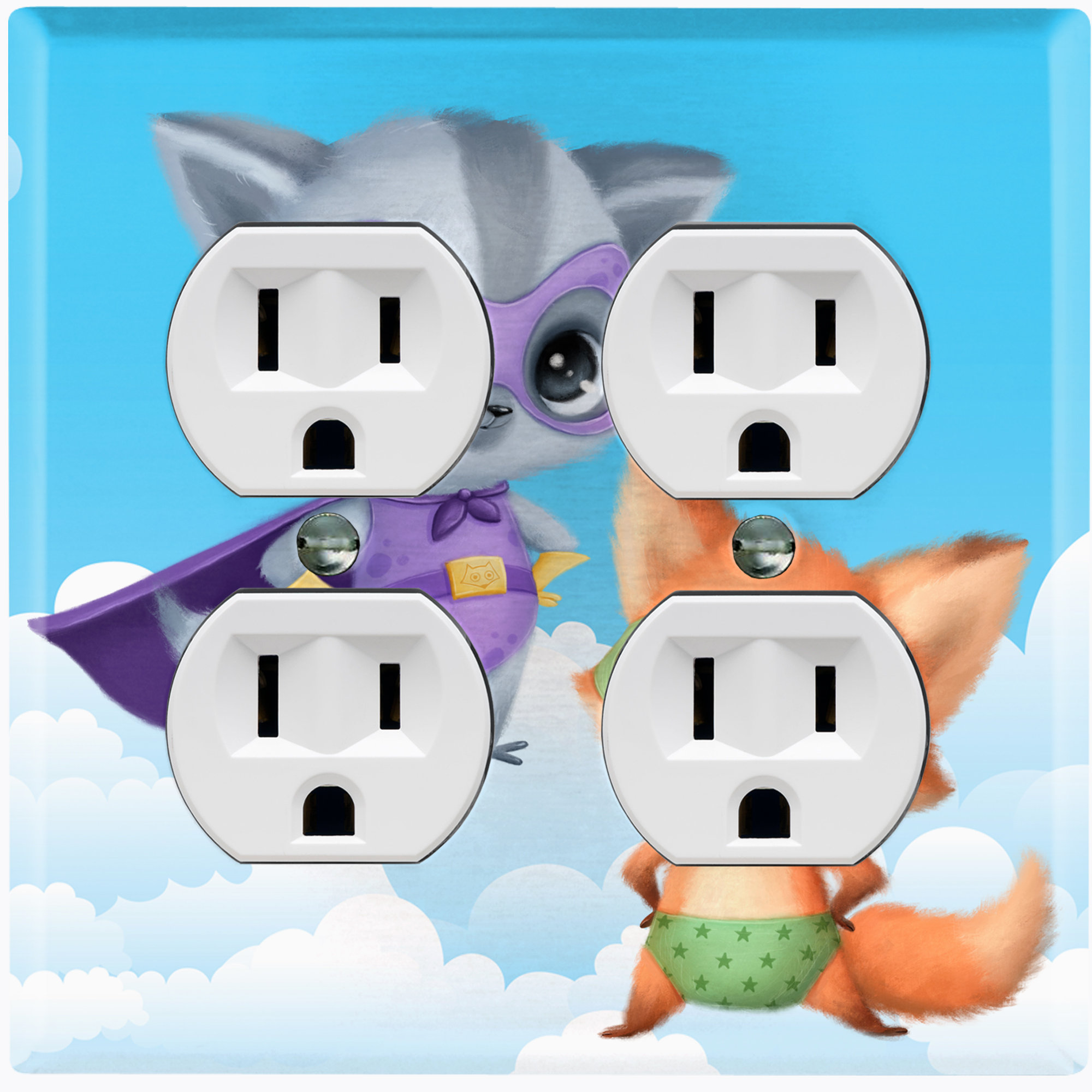 WorldAcc Cute Nursery Super Hero Fox 2-Gang Toggle Light Switch Wall ...