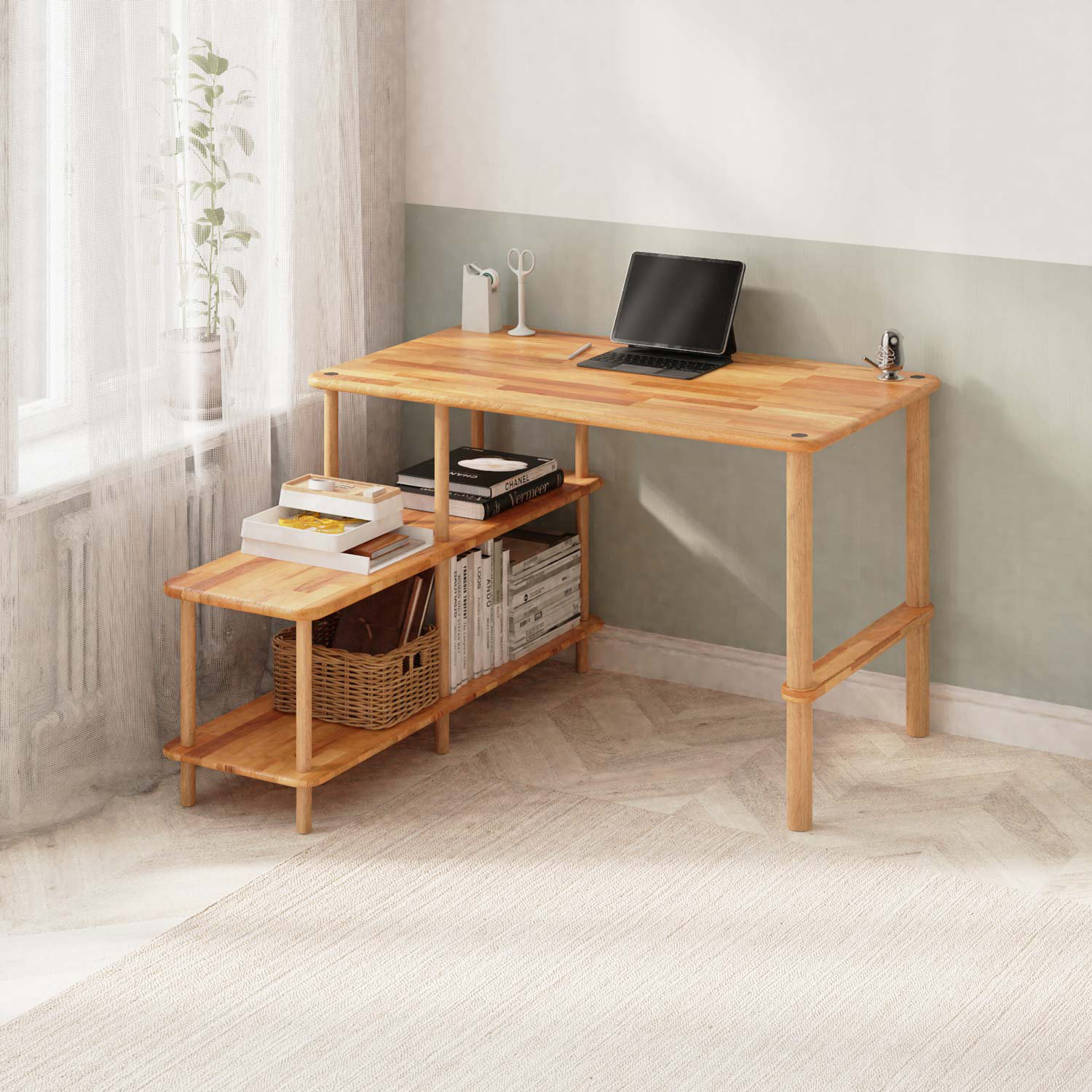Demontha Corner Solid Wood Workstation for Small Spaces – Stylish ...