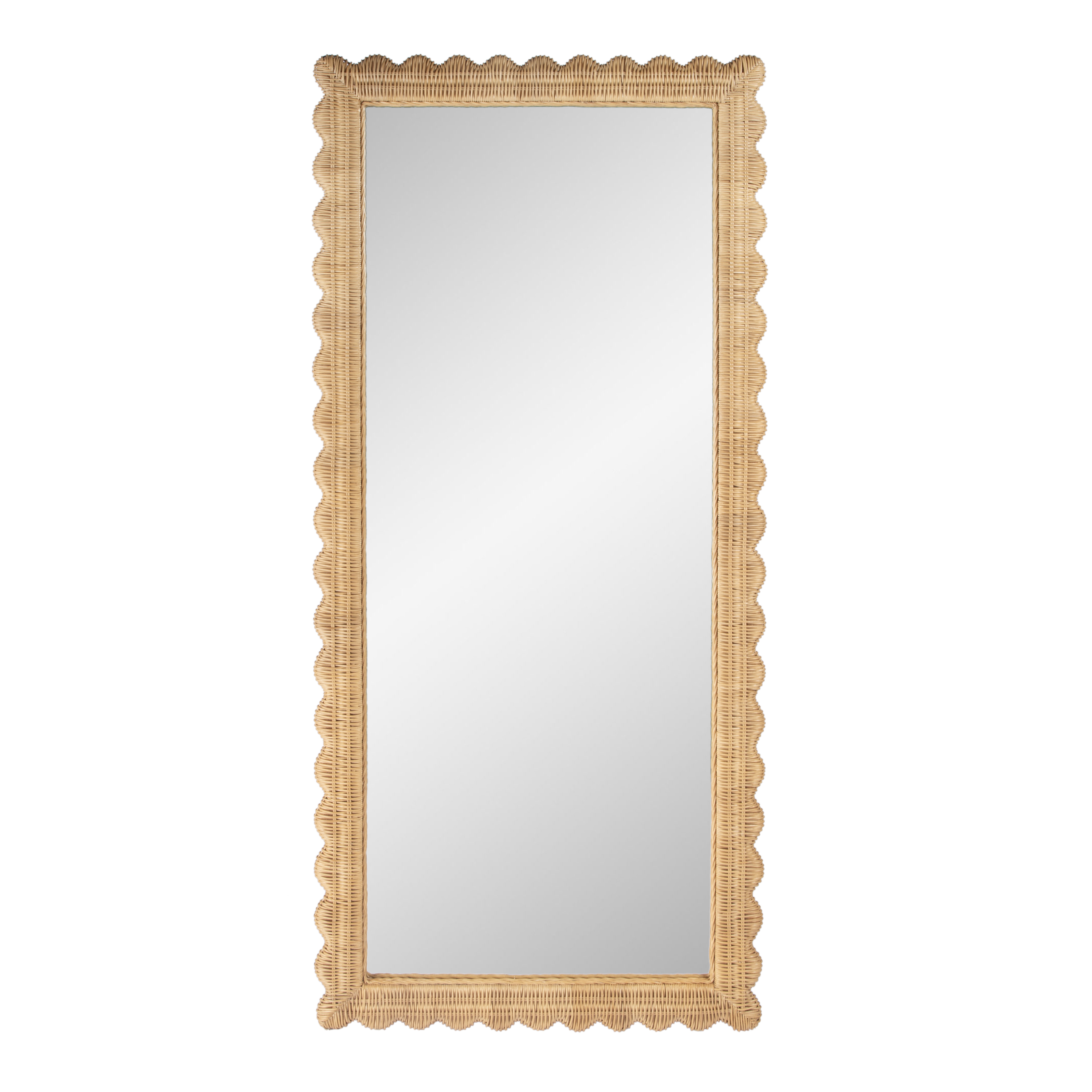 Birch Lane™ Guro Scalloped Rattan Floor Mirror | Wayfair