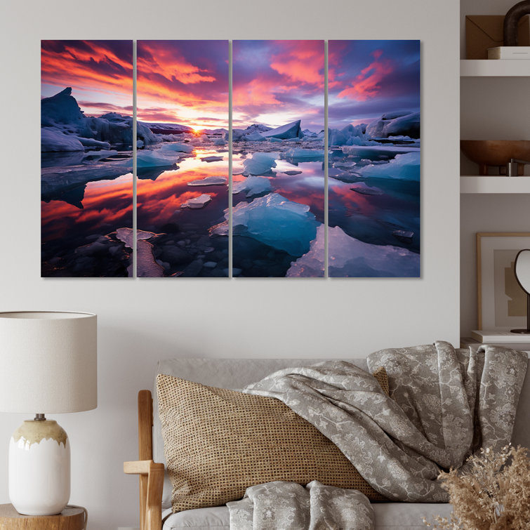 DesignArt Glacier paysage coucher de soleil II - paysages, ensemble de ...