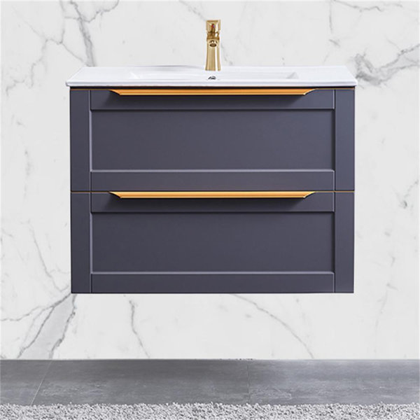 Winston Porter Jamya 30'' Dark Grey Modern Wall Mounted Single Bathroom ...