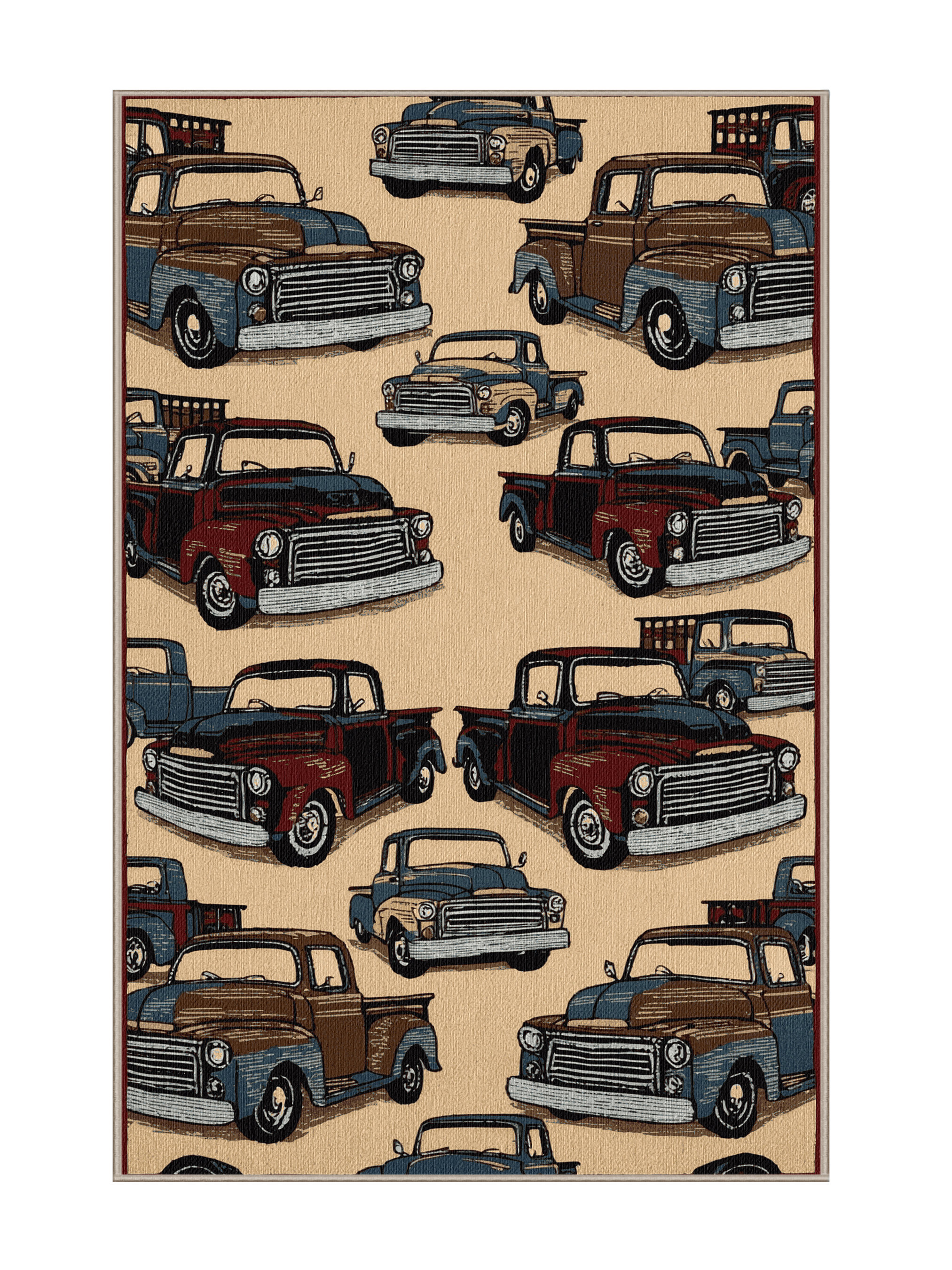 Longshore Tides Washable Old Pickup Trucks Farm Area Rug | Wayfair