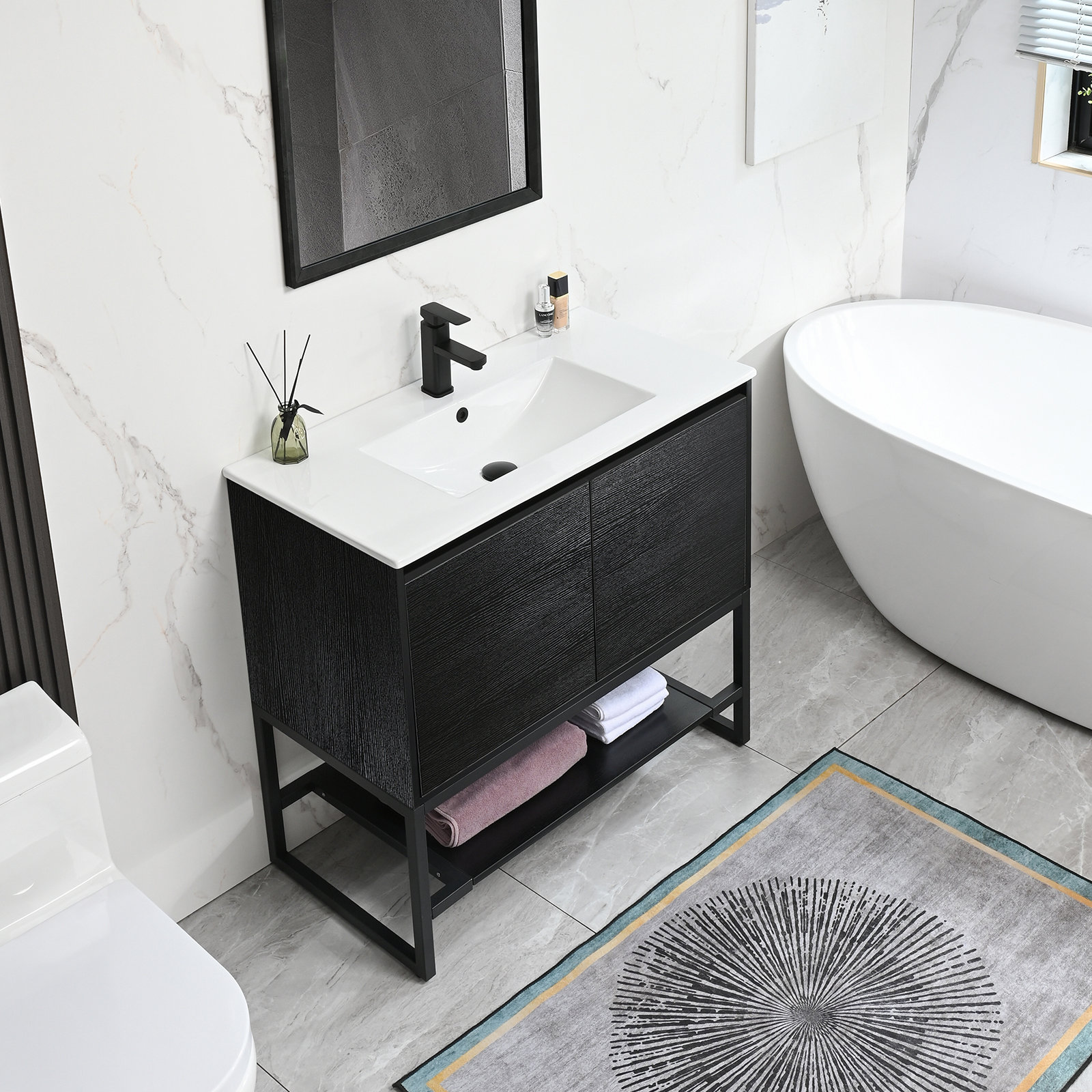 Wade Logan Azai 36" Single Bathroom Vanity Set with Ceramic Sink Top ...