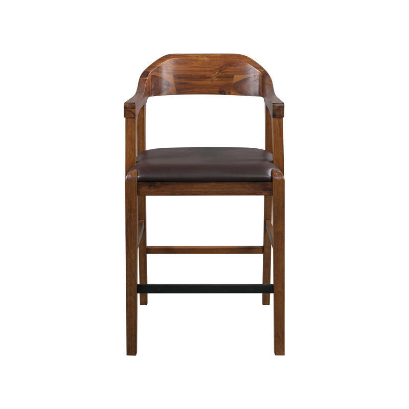 Corrigan Studio® Kolpack Stationary Bar Stool - Chestnut Wire-Brush ...