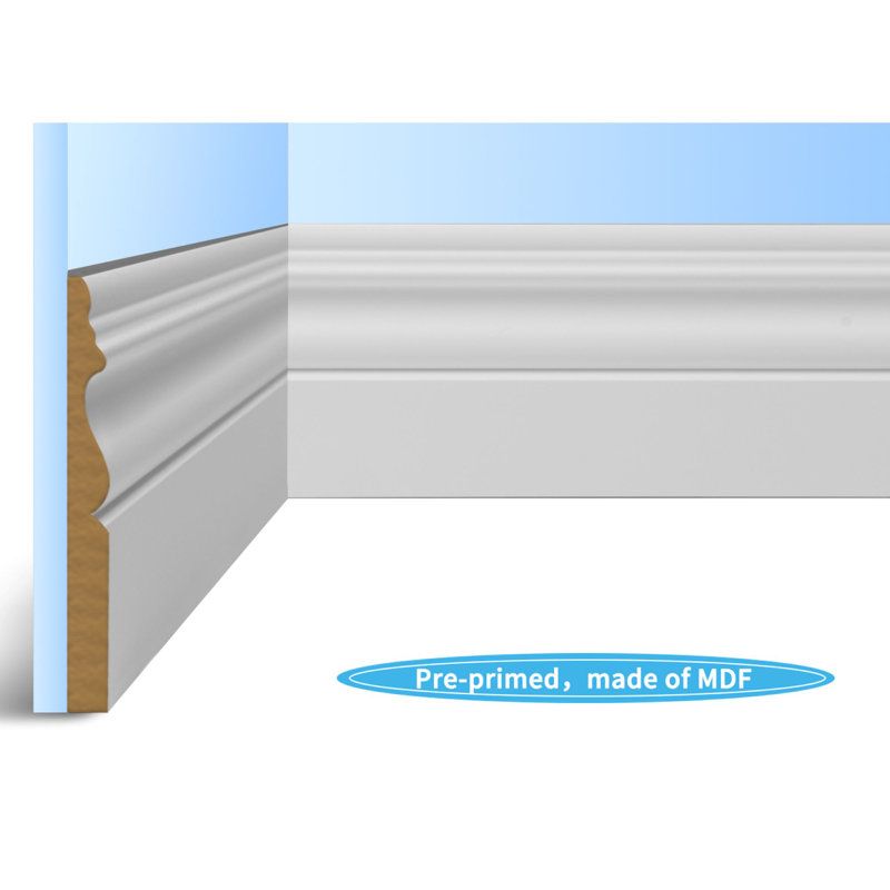 Art3d 96'' x 4.17'' Wall Baseboard Molding Trim,MDF Skirting Board,Set ...
