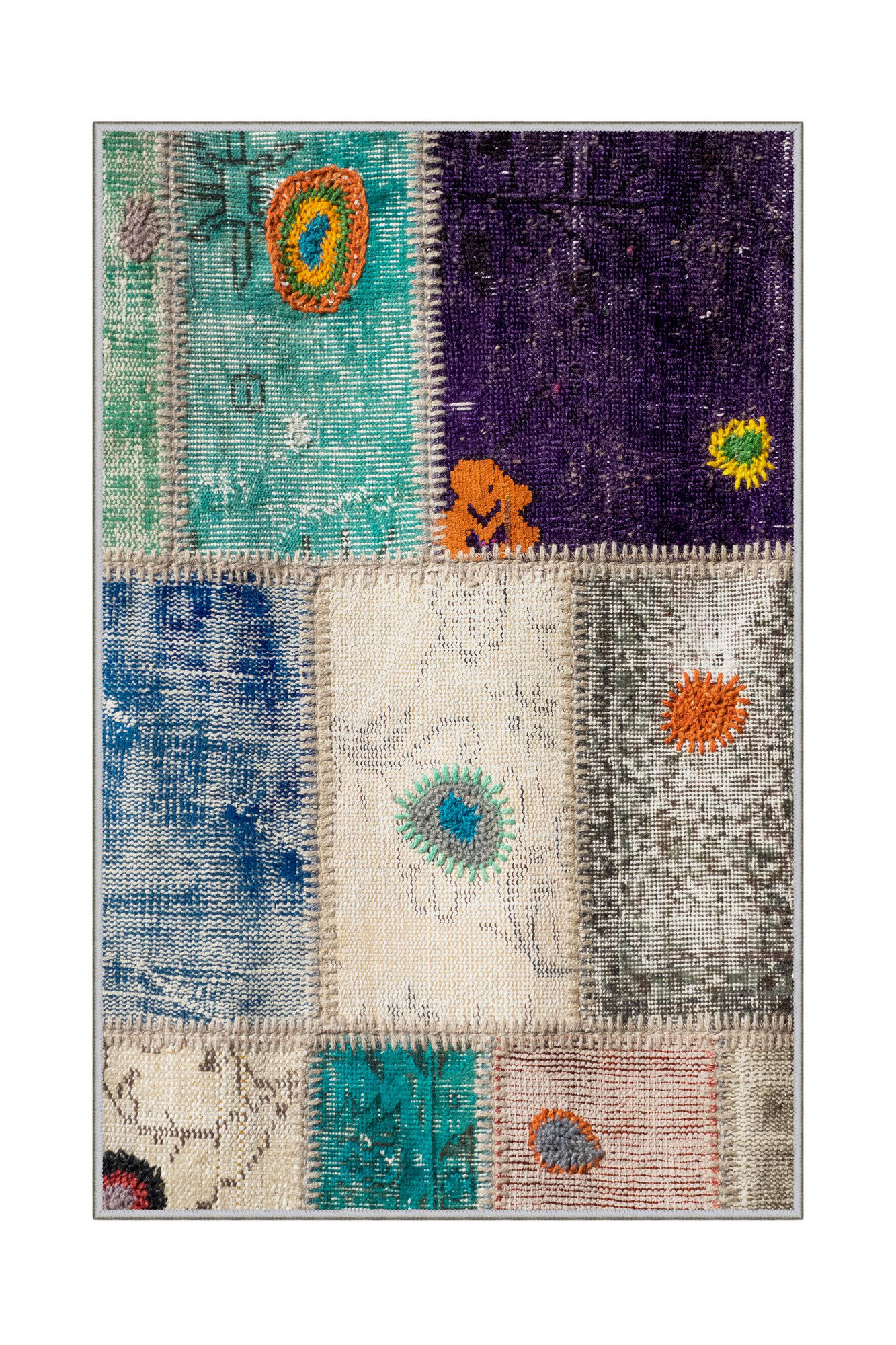 East Urban Home Assisi Patchwork Machine Made Flatweave Polyester Area ...
