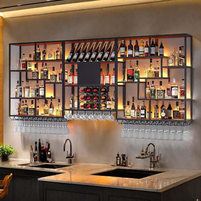 HomeZenLiving Modern Wall Mounted Iron Wine Rack | Wayfair