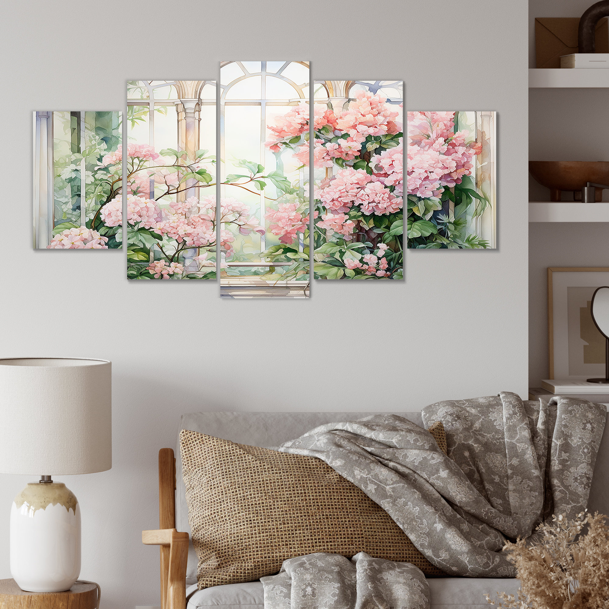 Lark Manor™ Pink Blossoming Country Window Gaze III - Window Multipanel ...