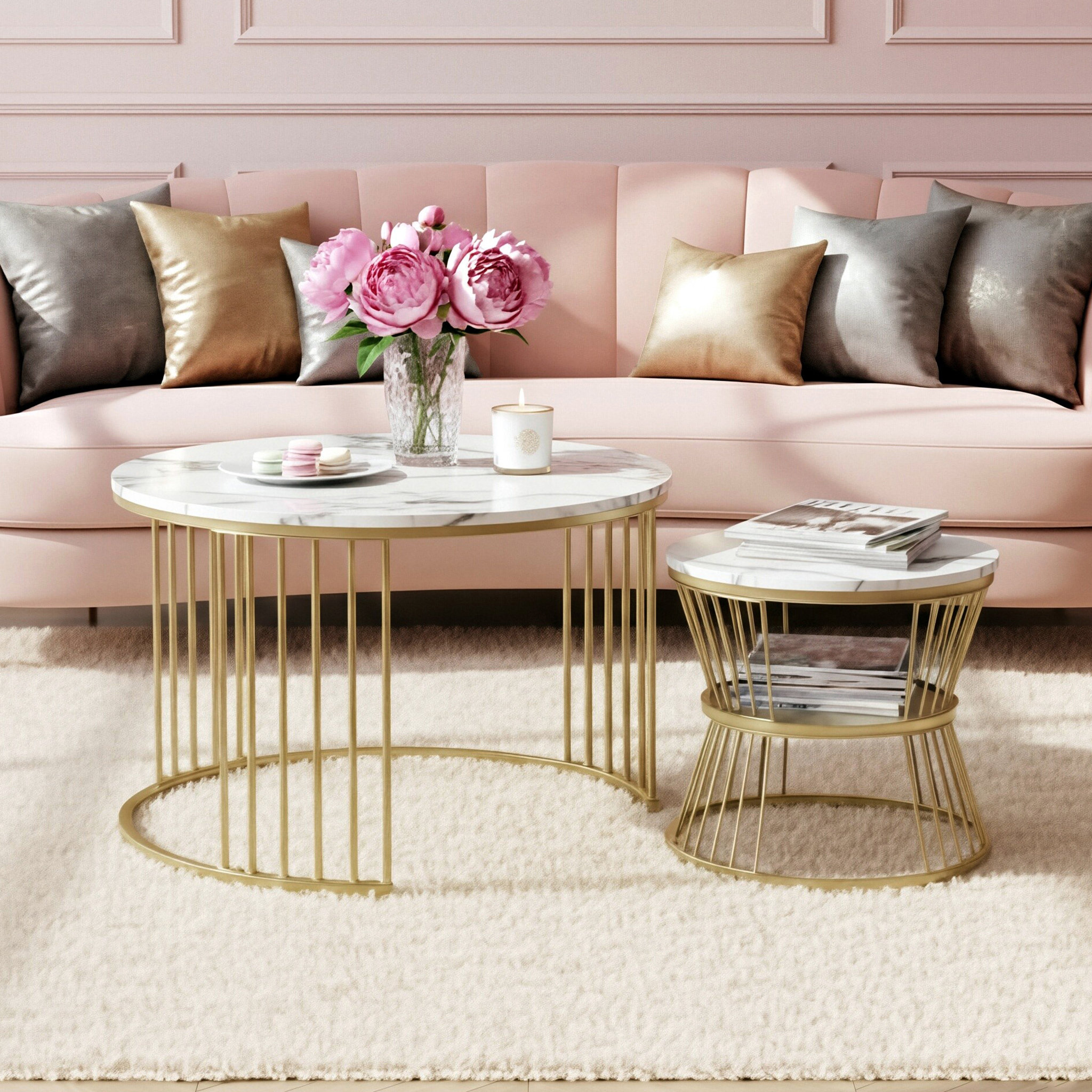 Fairmont Park 70Cm Nesting Coffee Tables (Set Of 2), Glam Round Tables ...