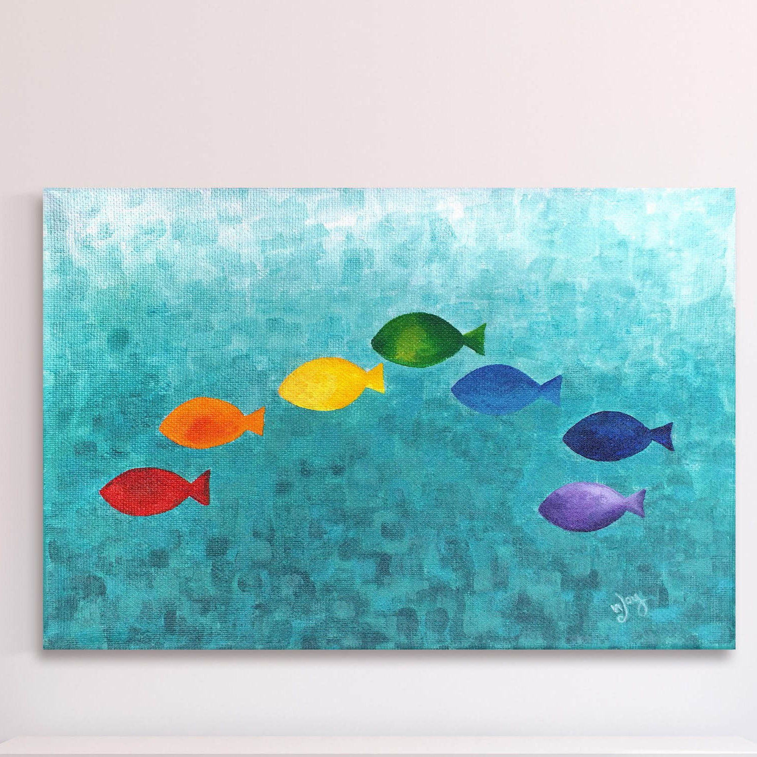 Zoomie Kids Puckett 'Rainbow Fish' Print on Wrapped Canvas | Wayfair