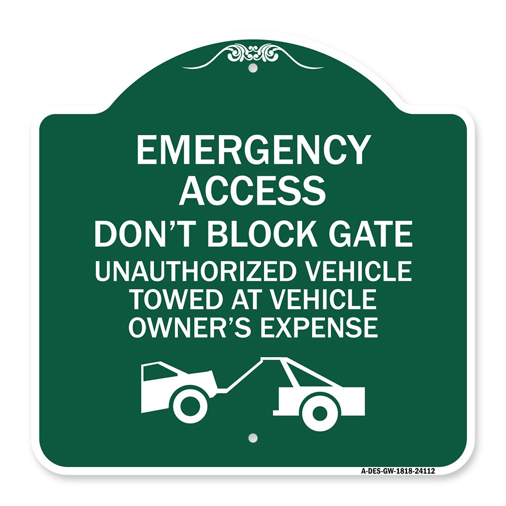 Signmission Designer Sign - Emergency Access Don't Block Gate ...
