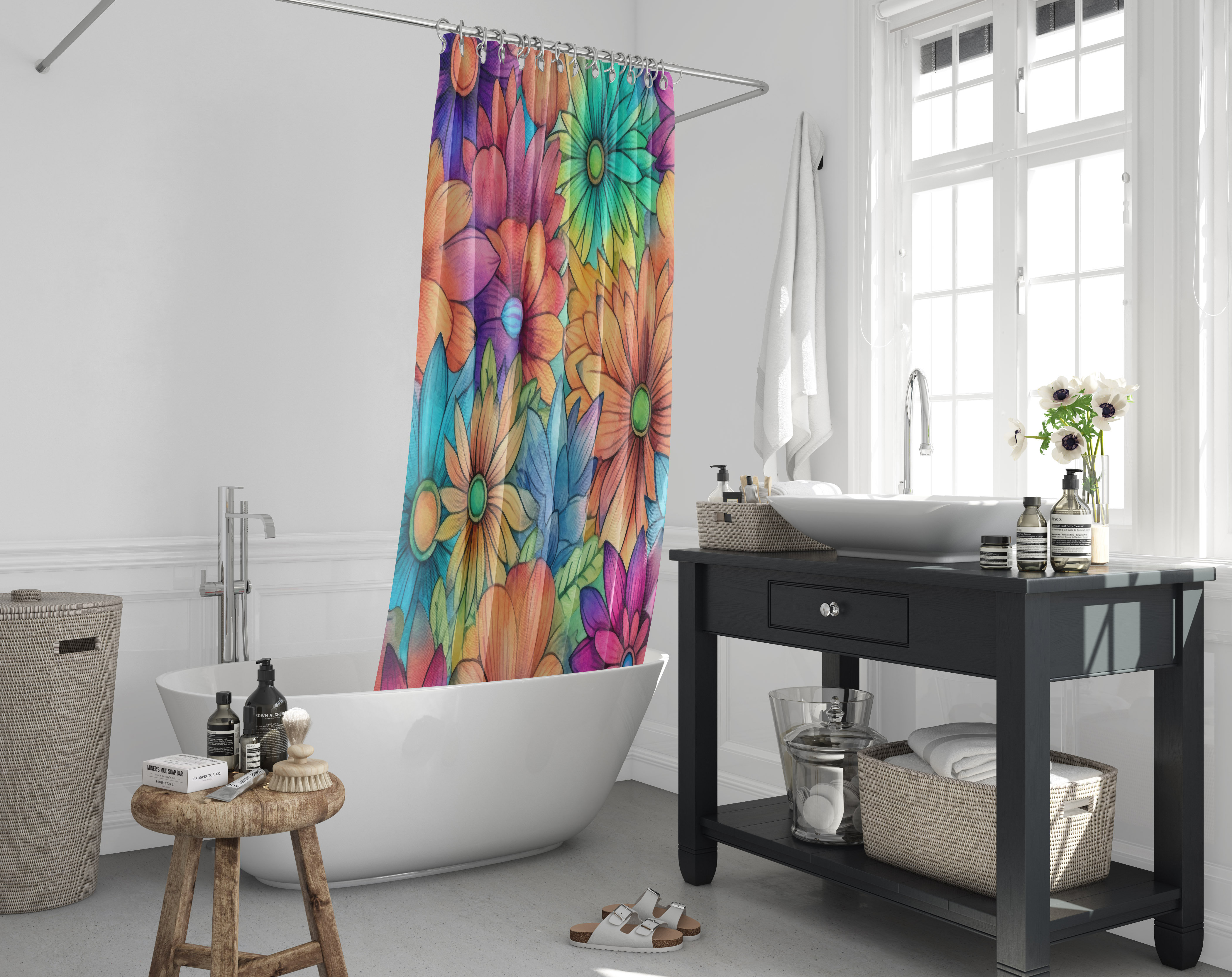 East Urban Home Yorklyn Floral Shower Curtain | Wayfair