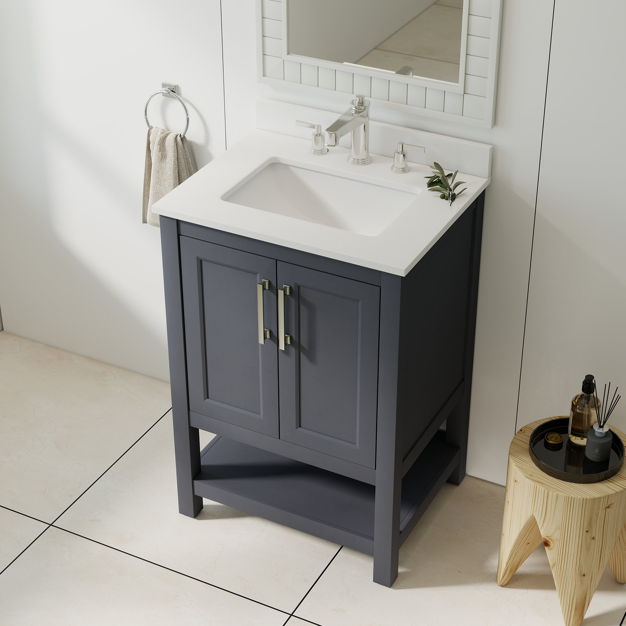 Latitude Run® 24" Freestanding Single Sink Bathroom Vanity – Bombay ...