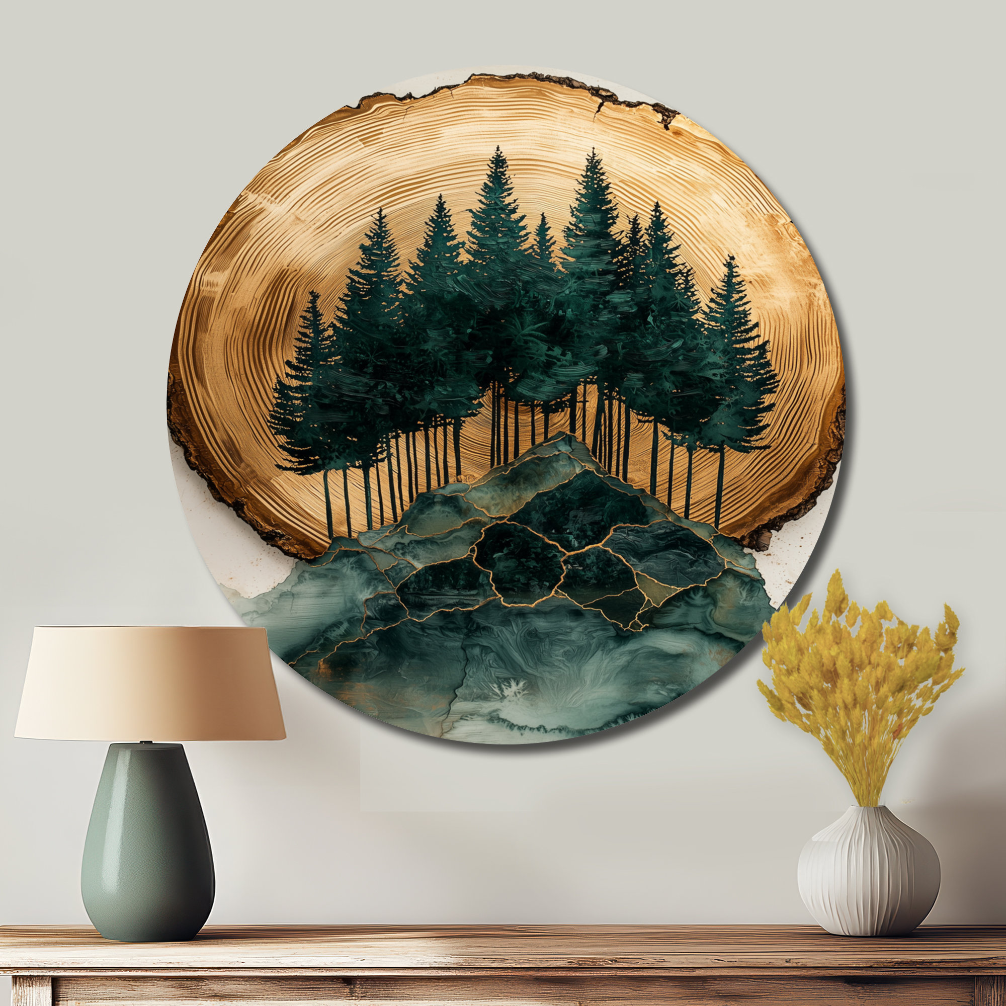 Millwood Pines Black Pine Tree On Wooden Tree Slide - Forest Round ...