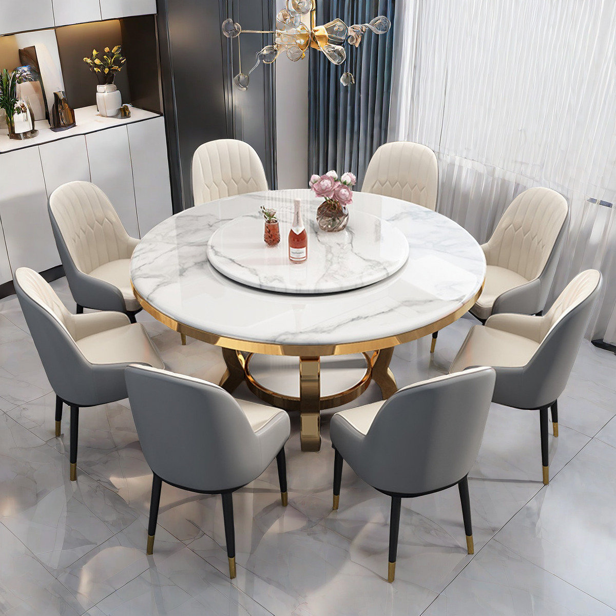 GINATOL Luxury Rock Plate Round Dining Table Sets - Wayfair Canada