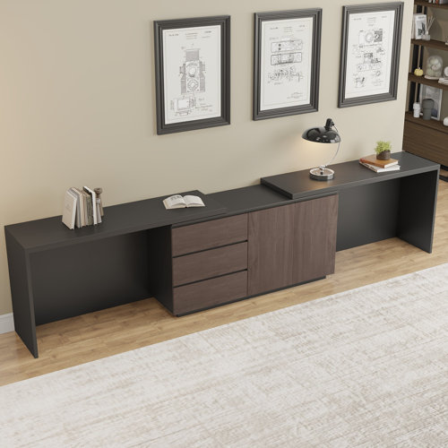 Latitude Run® Shelbee Modern Home Office Extendable Desk Up to 135 ...