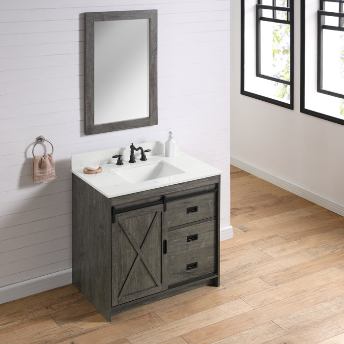 Sand & Stable Jillian 36'' Single Bathroom Vanity with Engineered Stone ...