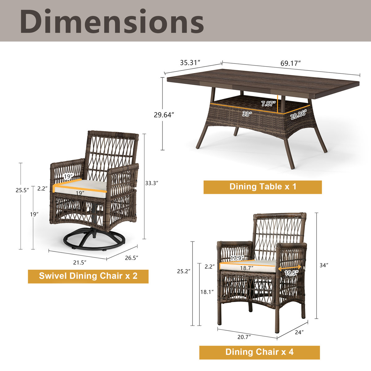 Bayou Breeze 6-person Rectangular dining set with a dining table that ...