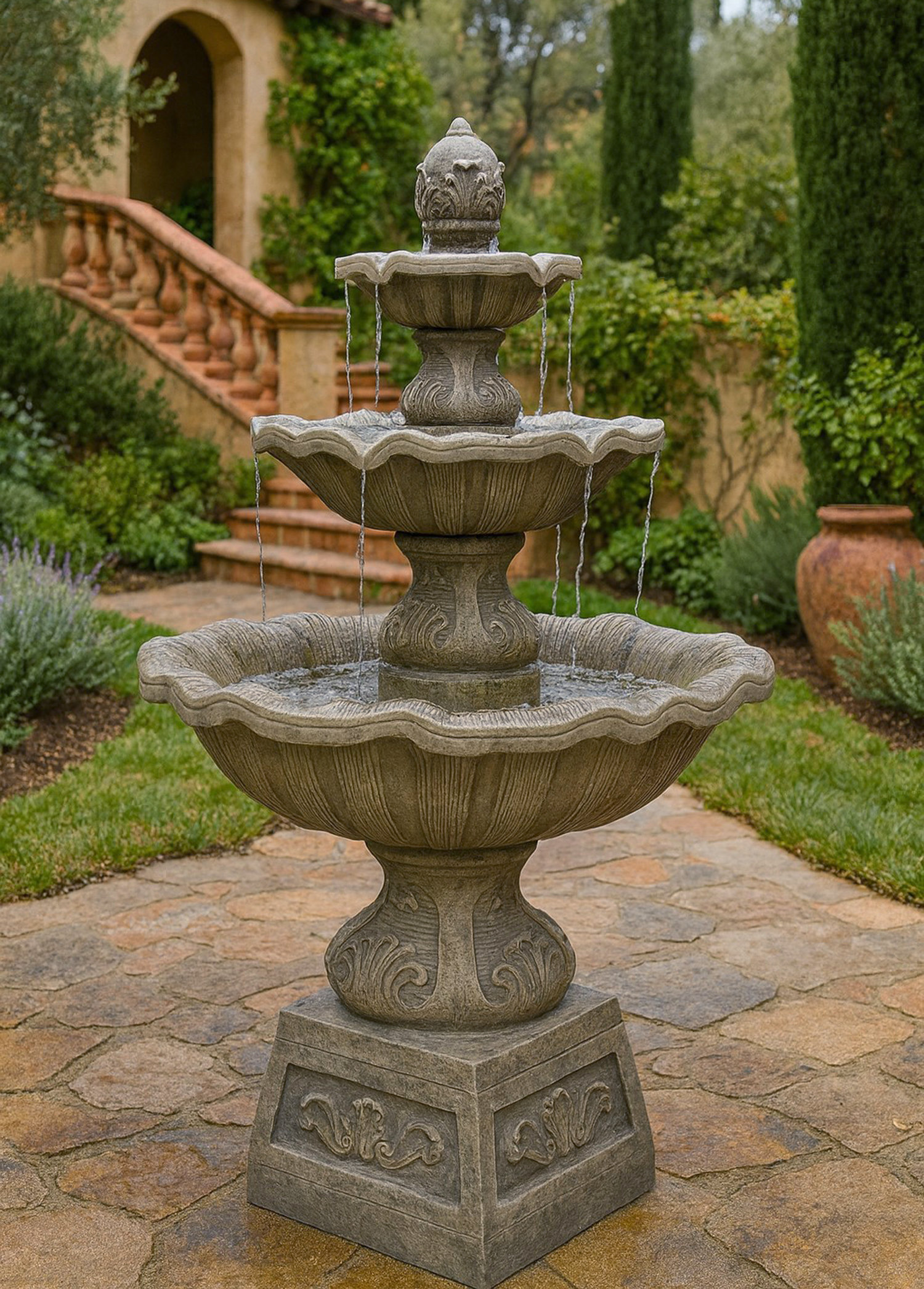 TruCast Garden Decor TruCast Regency Tiered Fountain | Wayfair