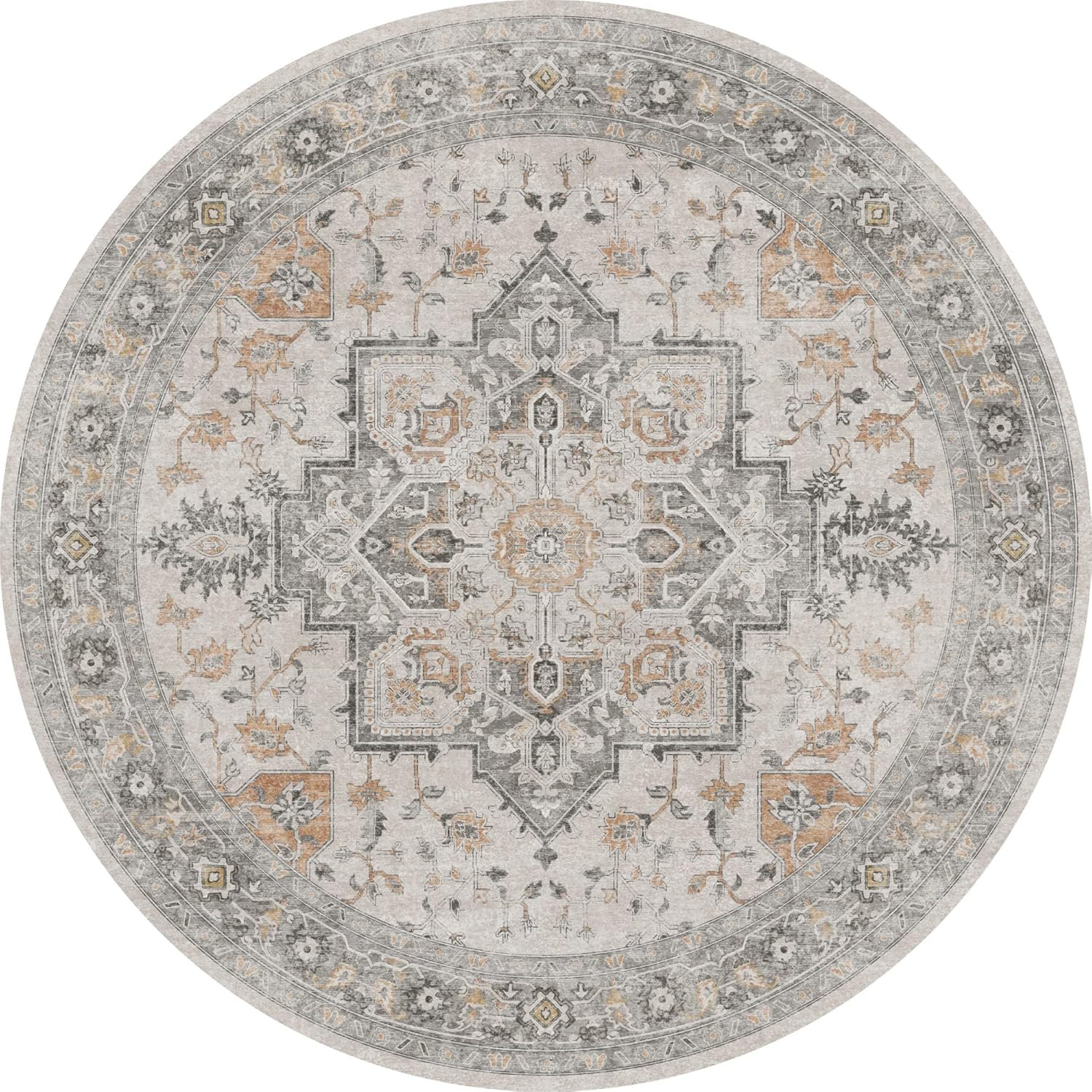 Bungalow Rose 6FT Round Area Rugs, Machine Washable Low Pile Rugs, Non ...