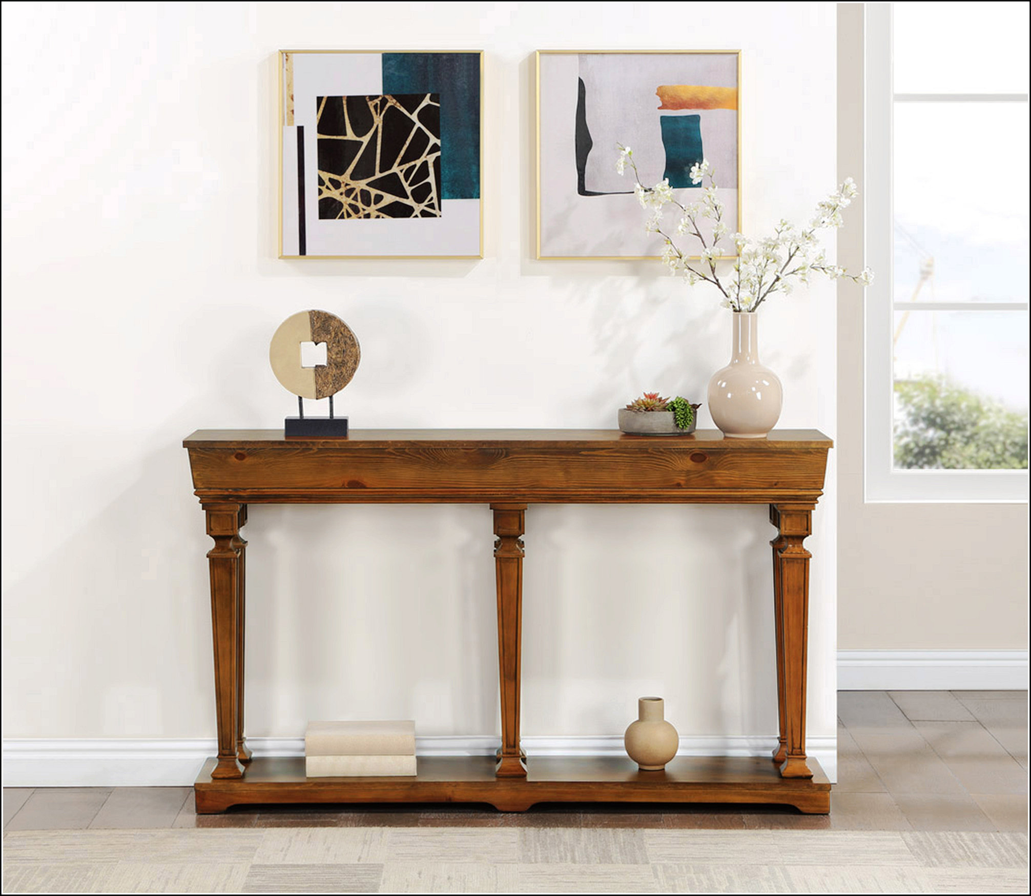 Alcott Hill Charming Oak Finish Console Table For Stylish Interiors ...