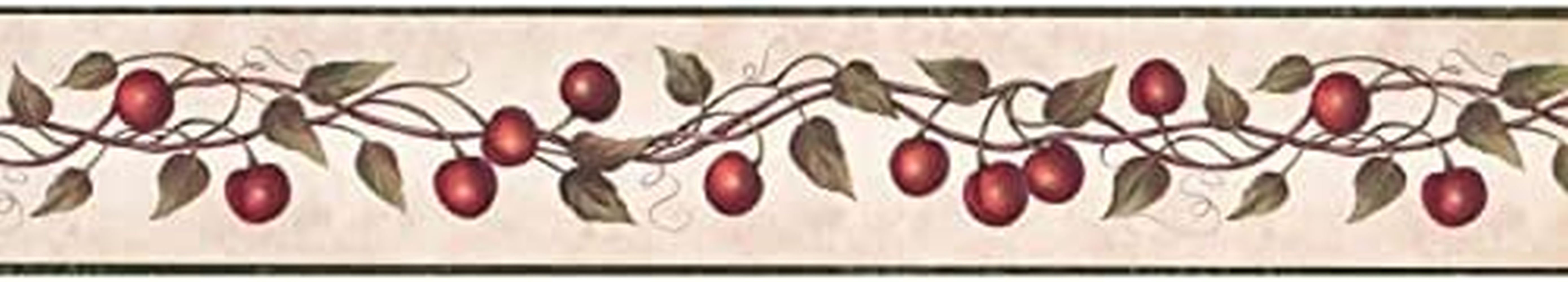 Red Barrel Studio® Cherries and Leaves 15' L x 4" W Wallpaper Border ...