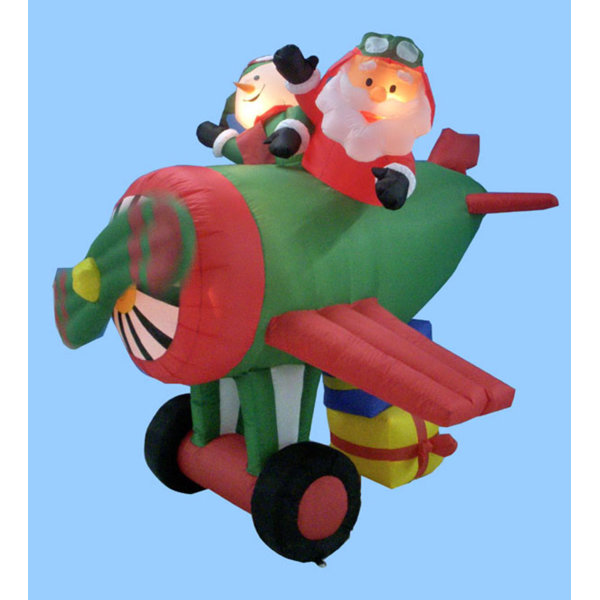 Northlight 6' Inflatable Animated Santa Claus Airplane Lighted ...