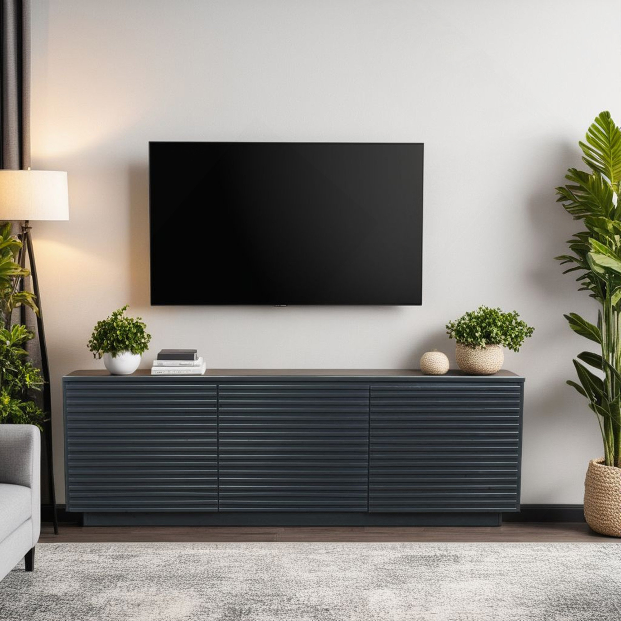 Hokku Designs Versatile Three-Door TV Stand For Large Tvs, Enhancing Entertainment Setup | Wayfair