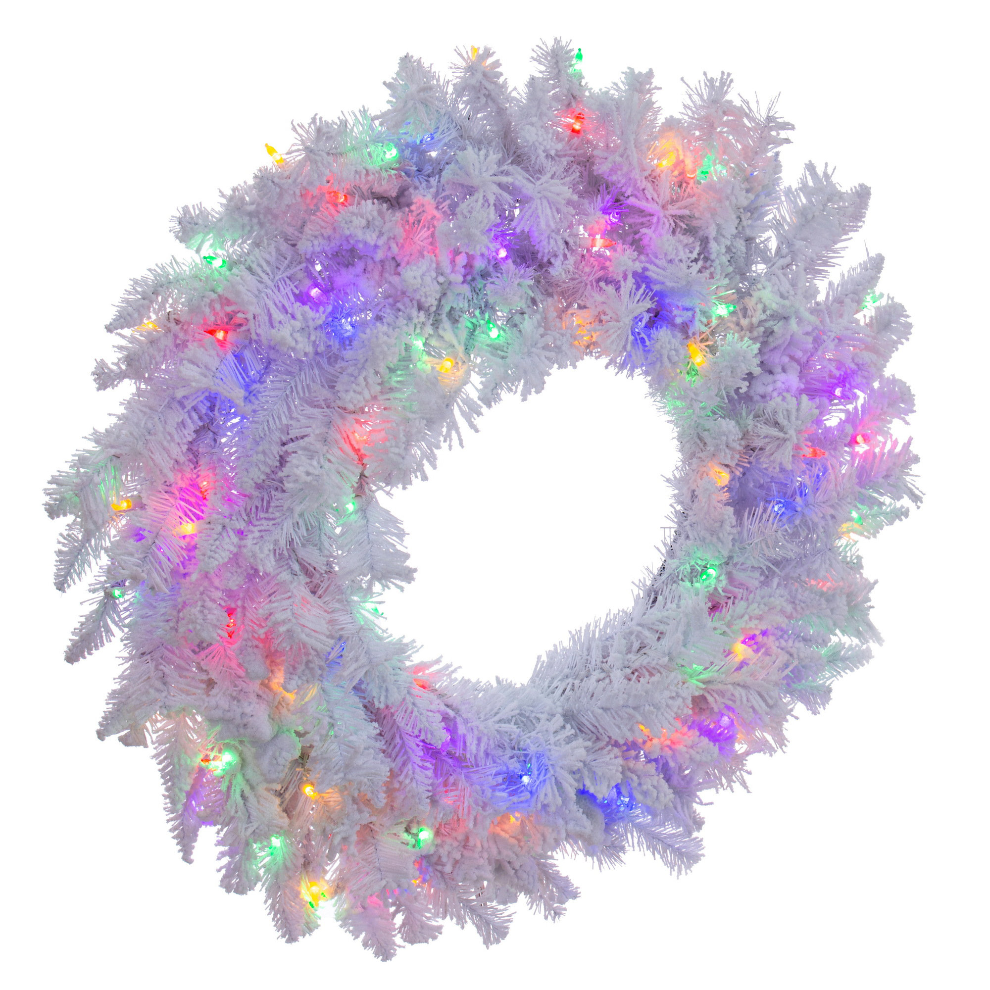 Primrue Flocked 24" Lighted PVC Wreath | Wayfair