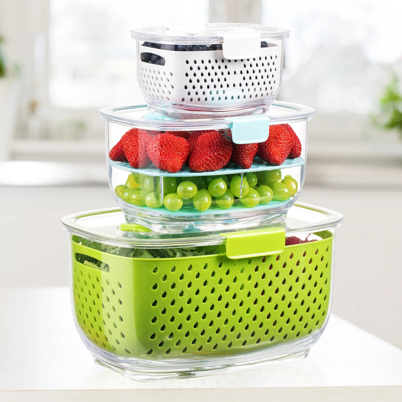 Prep & Savour Fresh Produce Vegetable Fruit Storage Containers, Bpa ...