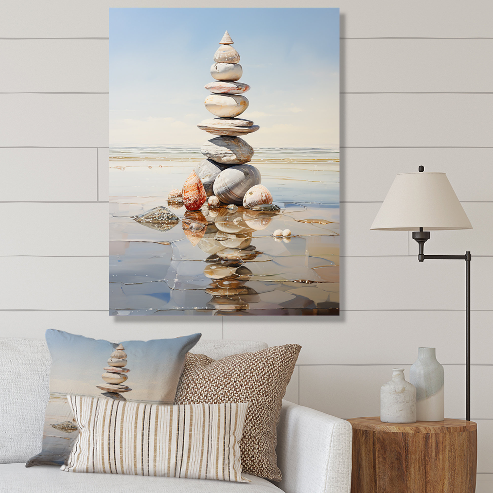 Dovecove Taylorstown Minimalist Beach Shells Tower II - Print on Canvas ...