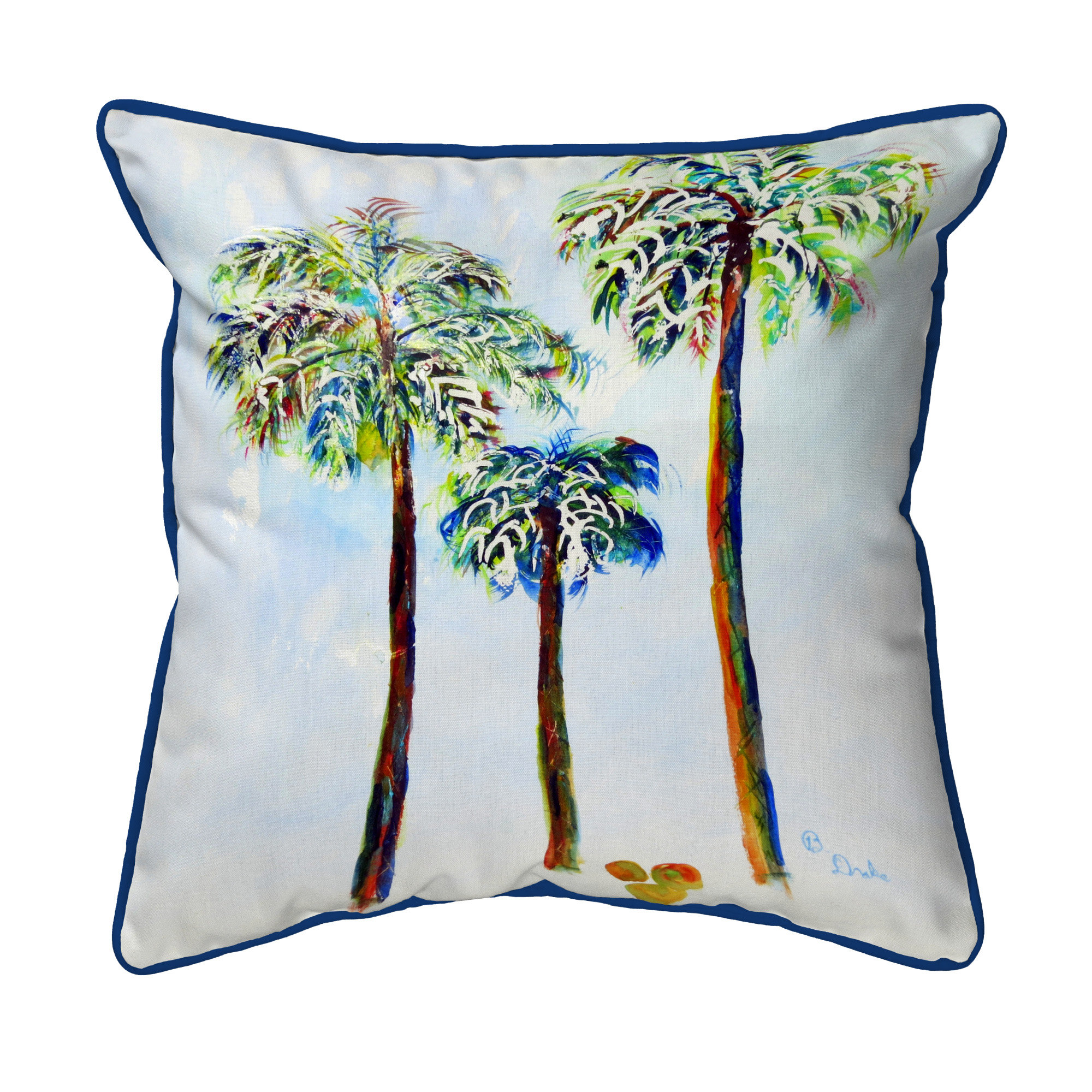 Betsy Drake Interiors Palm Trees Outdoor Square Pillow Cover & Insert ...