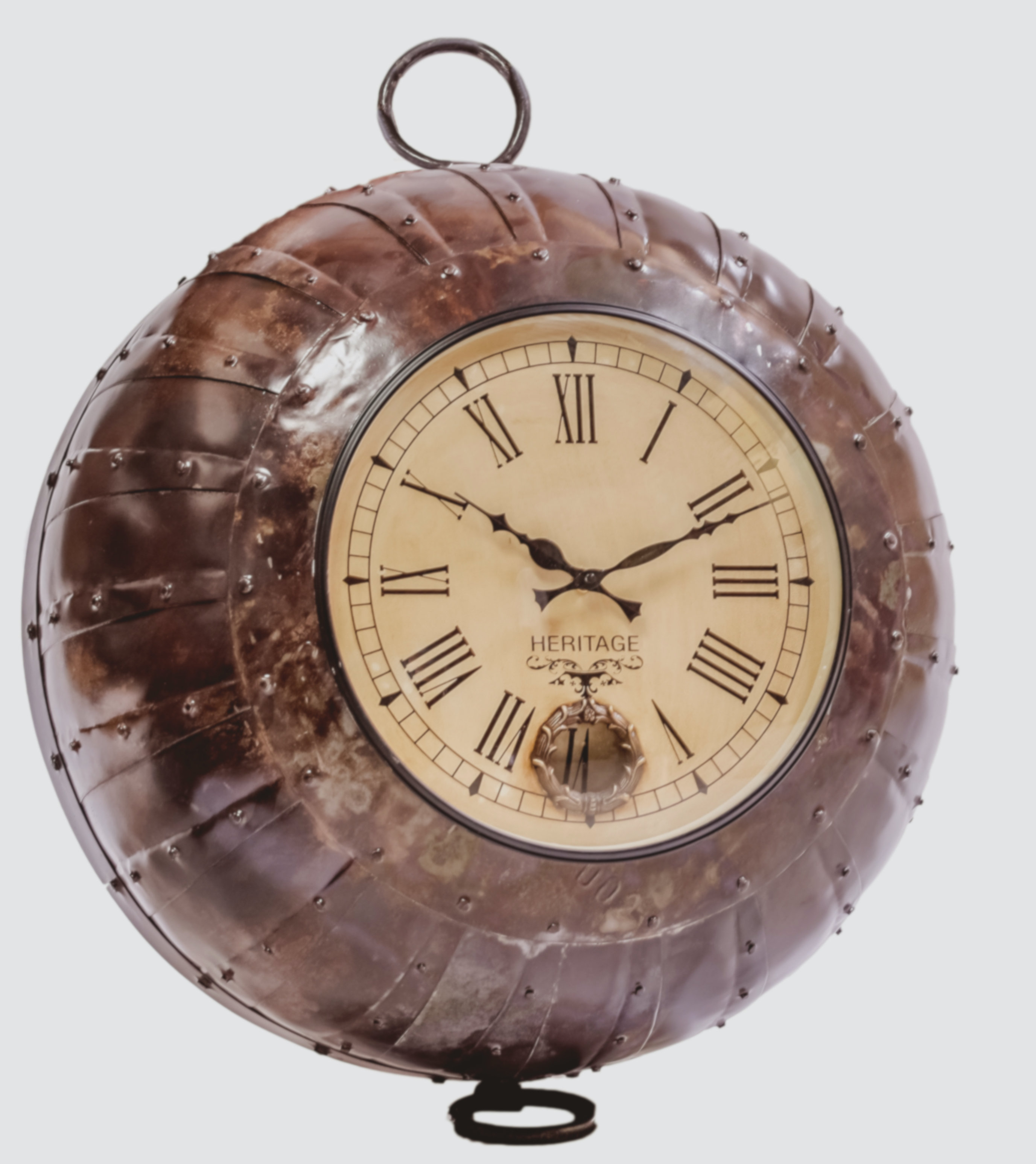 Alma Artte Iron Wall Clock With Pendulum Made From Iron Wok | Wayfair