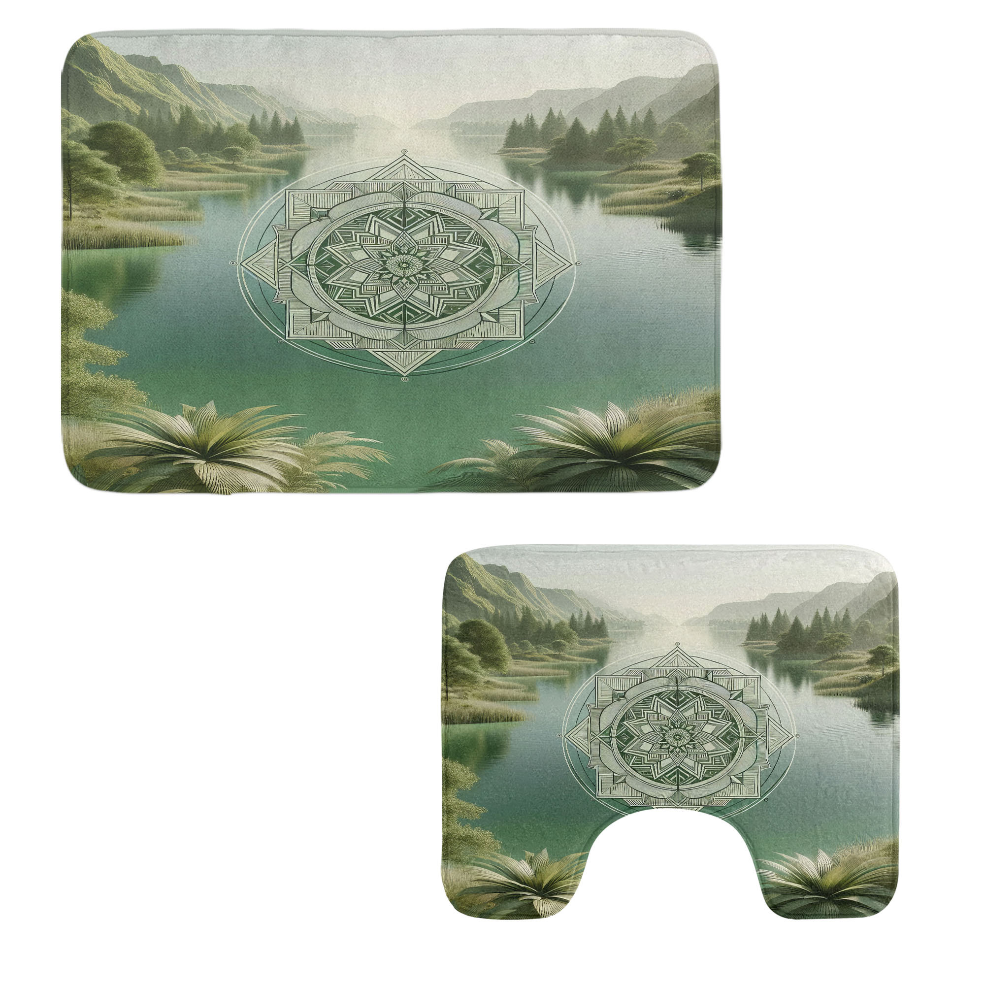 Dakota Fields Sage Green Bathroom Rug Set 2 Pieces Rectangle & Contour ...