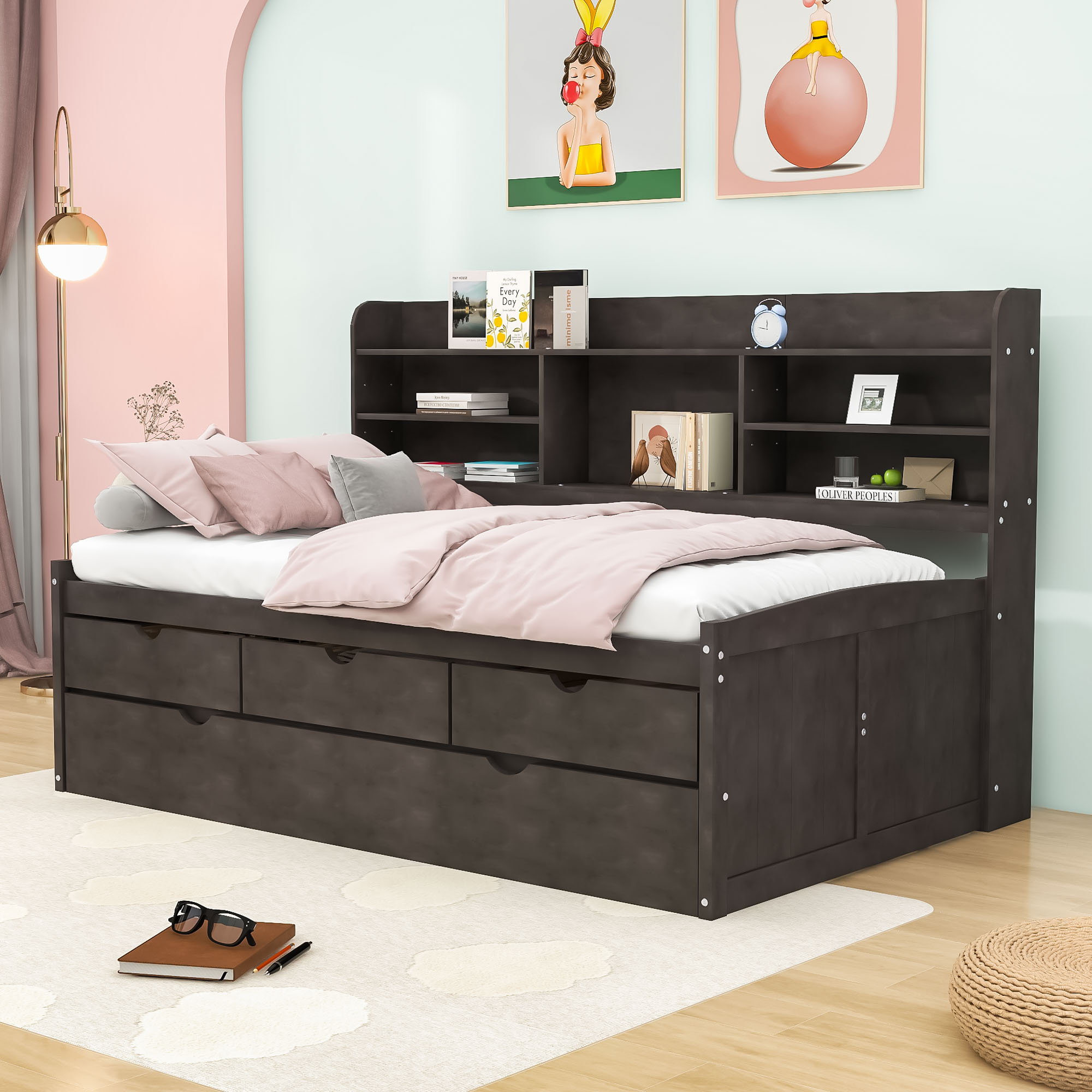 Red Barrel Studio® Masiya Twin Size 3 Drawers Wooden Captain Bed with ...