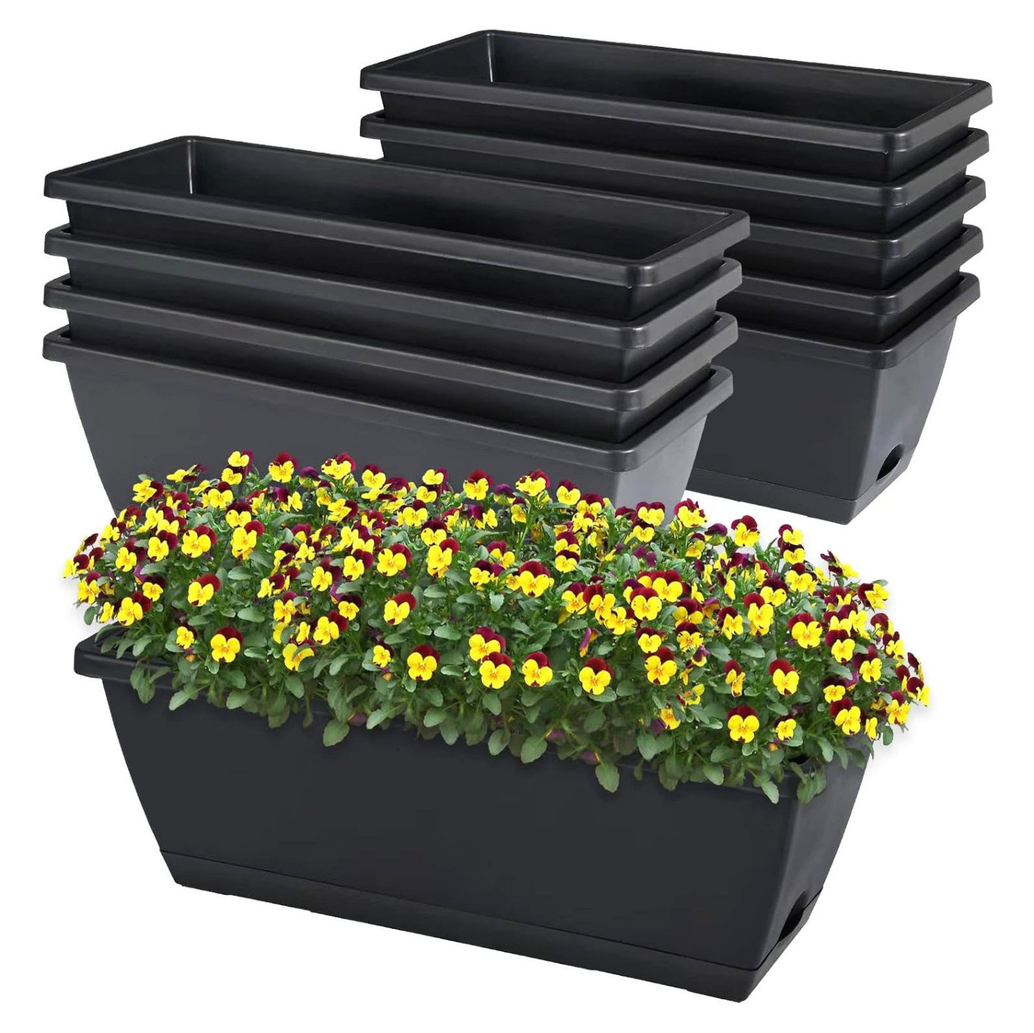 Arlmont & Co. 10 Pack Plastic Vegetable Flower Planters Boxes | Wayfair