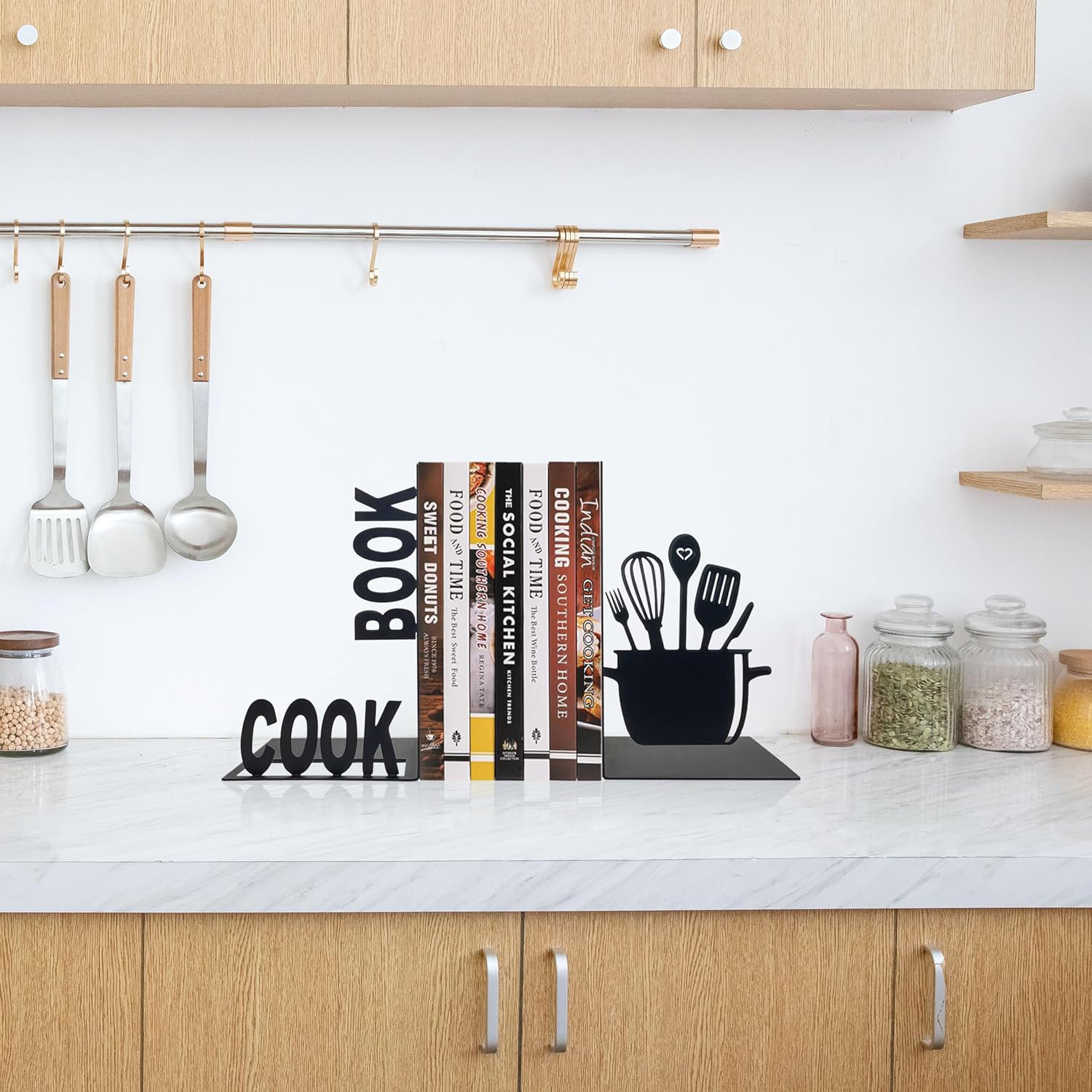 Red Barrel Studio Decorative Kitchen Book Ends, Unique Metal Cookbook ...