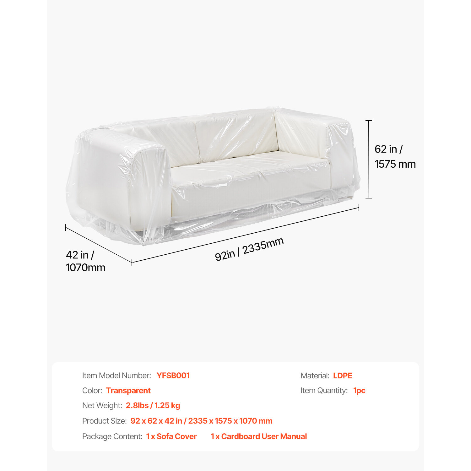 Winston Porter Plastic Couch Cover 4 Mil Clear Thicker Couch Cover for ...