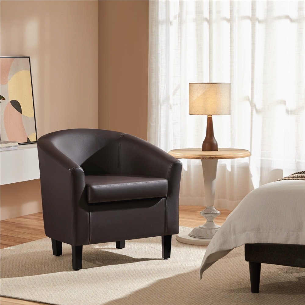 Ebern Designs Seldon 28'' H Vegan Leather Barrel Chair & Reviews ...