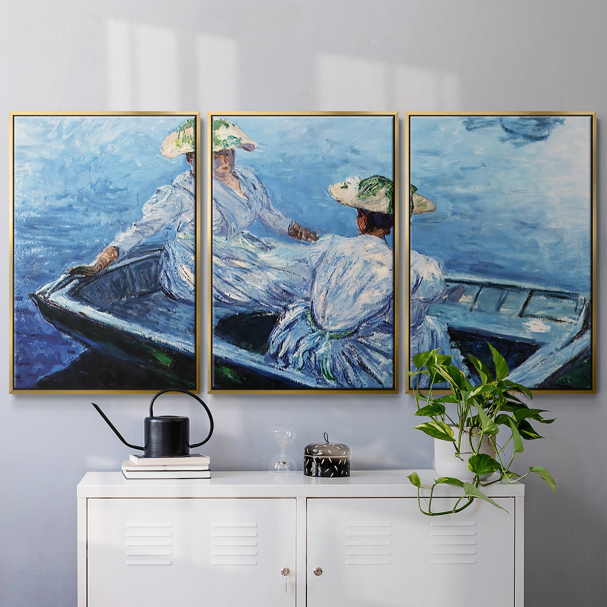 Longshore Tides The Blue Row Boat, 1887 - Multi Piece Framed Canvas ...