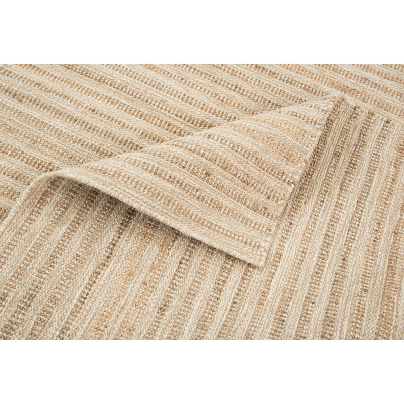 Highland Dunes Ginnie Striped Handwoven Flatweave Jute/Sisal/Wool Beige ...